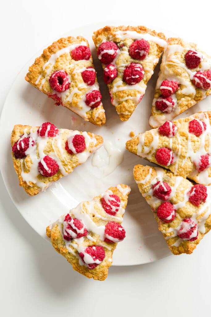 Raspberry Scones - Buttery and Tender with a Lemon Glaze