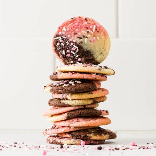 Neapolitan Cookies - Tri Colored Vanilla, Chocolate, & Strawberry Cookies