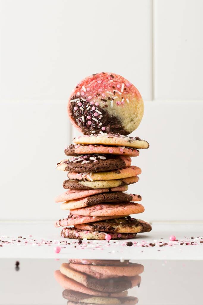 Neapolitan Cookies - Tri Colored Vanilla, Chocolate, & Strawberry Cookies